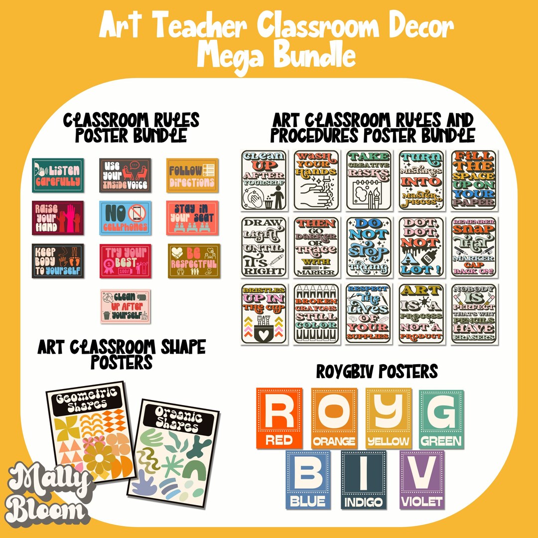 Art Classroom Decor Mega Bundle, Art Class Rules and Procedures ...