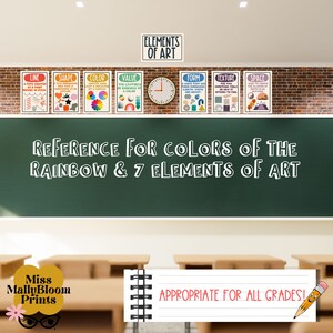 Classroom Poster Bundle, Rainbow Elements of Art Classroom Decor Bundle ...
