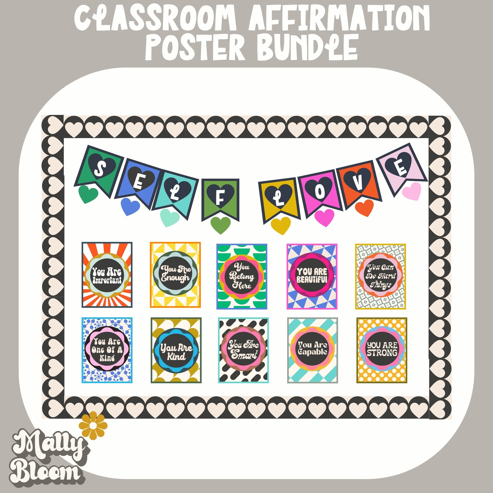 Affirmations for Classroom Poster Bundle, Growth Mindset Display ...