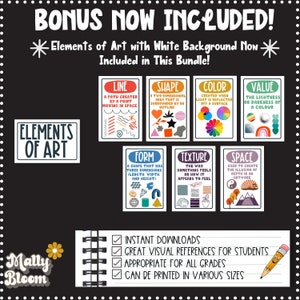Classroom Poster Bundle, Rainbow Elements of Art Classroom Decor Bundle ...