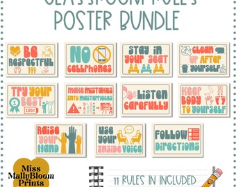 Classroom Rules Poster Bundle_bulletin Board Kit or Classroom | Etsy Canada
