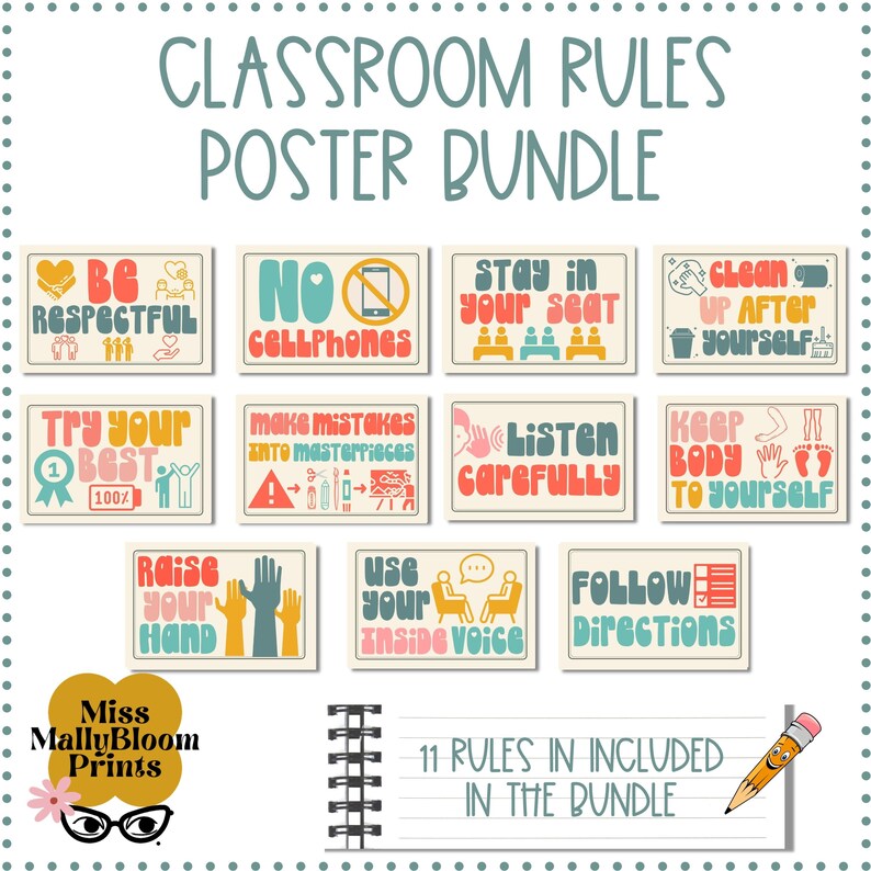 Classroom Rules Poster Bundle_bulletin Board Kit or Classroom Decor ...