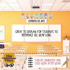 Spanish Classroom Poster Bundle Rainbow Elements of Art - Etsy