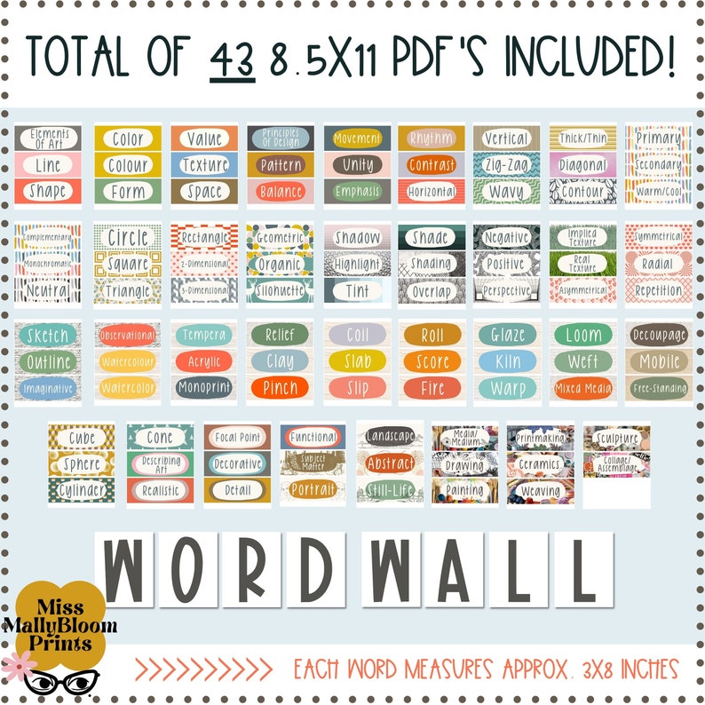Word Wall Art Bundle Art Words Classroom Decor Word Wall - Etsy