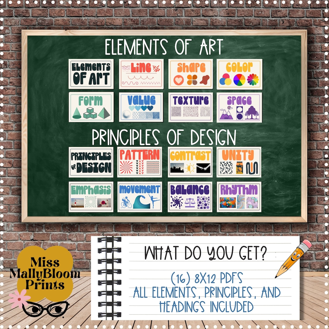 Rainbow Elements of Art Classroom Decor Bundleprinciples of | Etsy