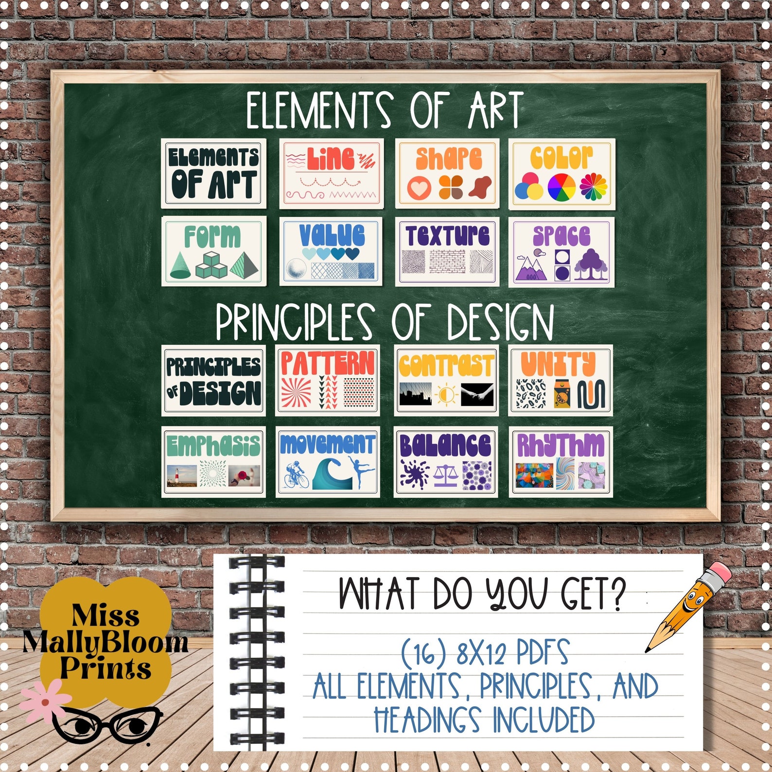 Rainbow Elements of Art Classroom Decor Bundle,principles of Design ...