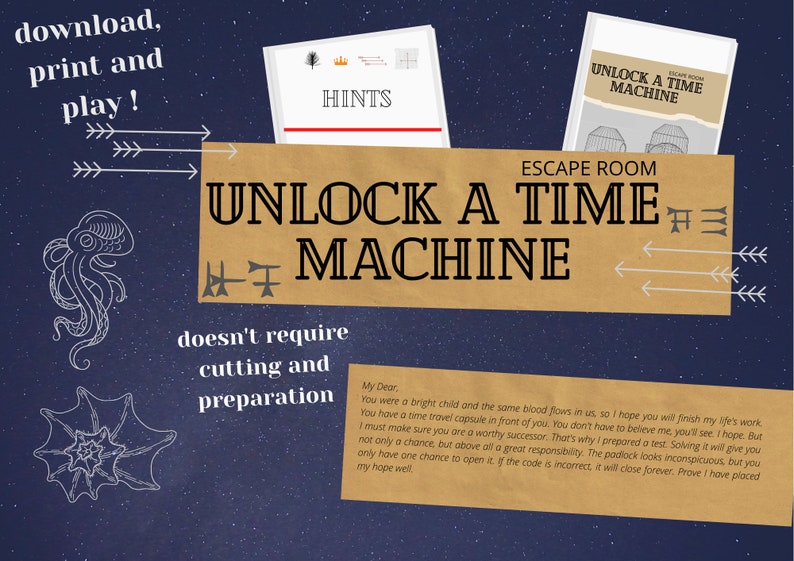 Printable Escape Room Game, Unlock A Time Machine, Print&play - Etsy