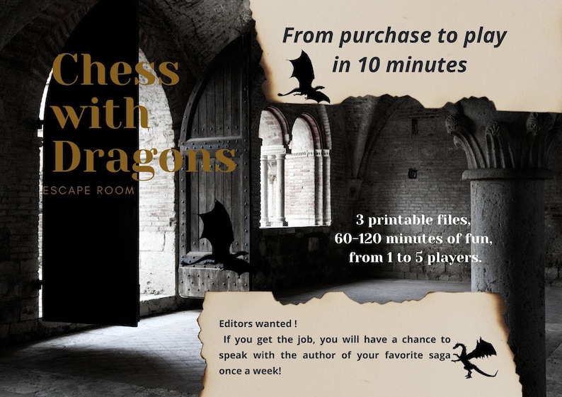 Printable Escape Room Game, Chess With Dragons, Print&play - Etsy