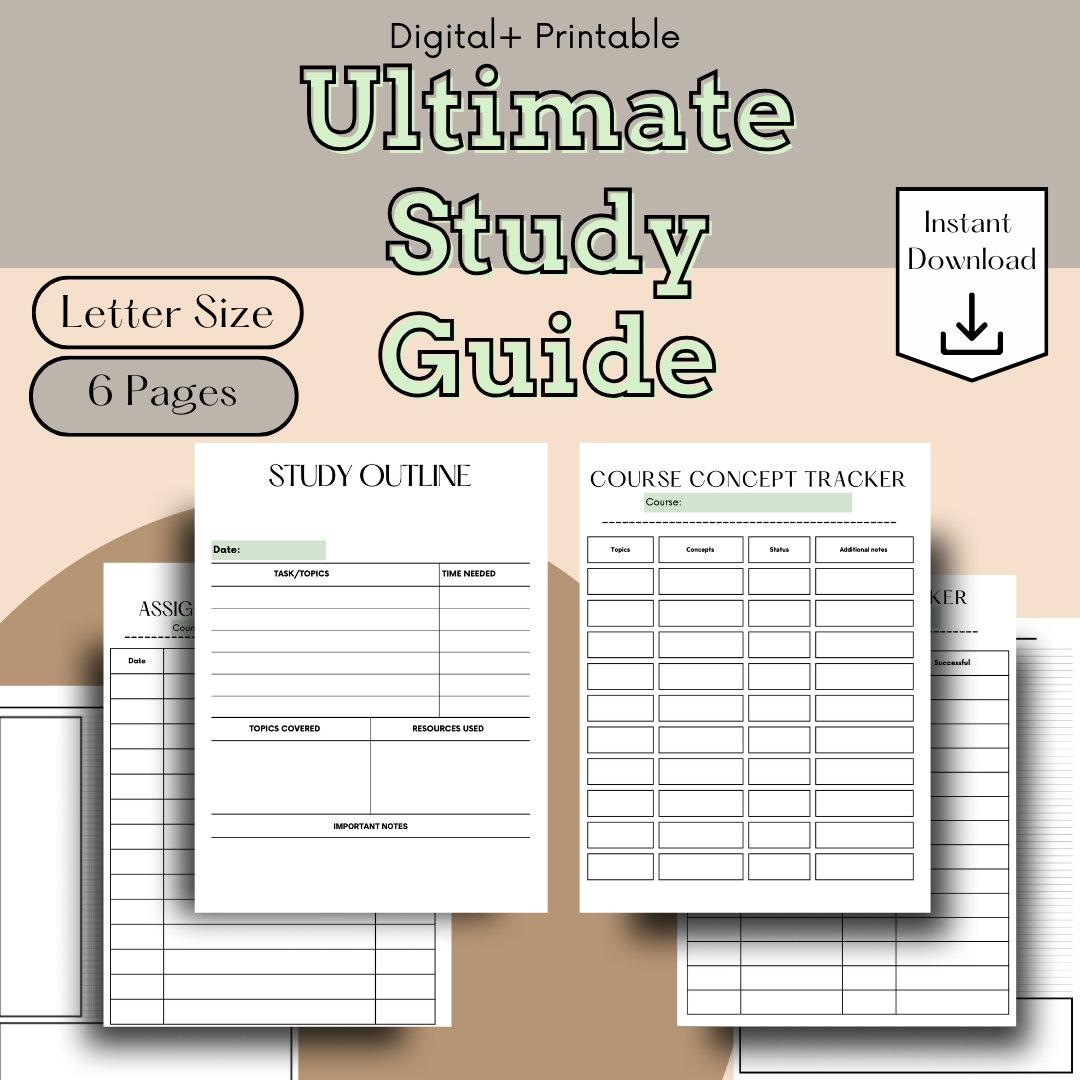 Study Guide Template Bundle, Digital and Printable Study Planner, College Study Planner - Etsy