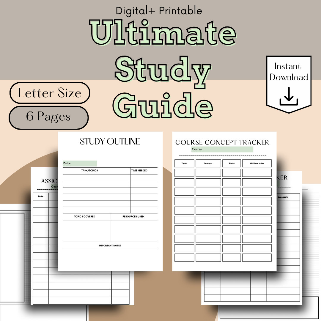 Study Guide Template Bundle, Digital and Printable Study Planner ...