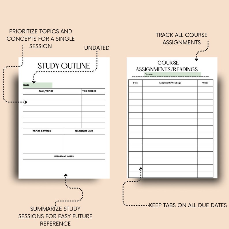 Study Guide Template Bundle, Digital and Printable Study Planner ...