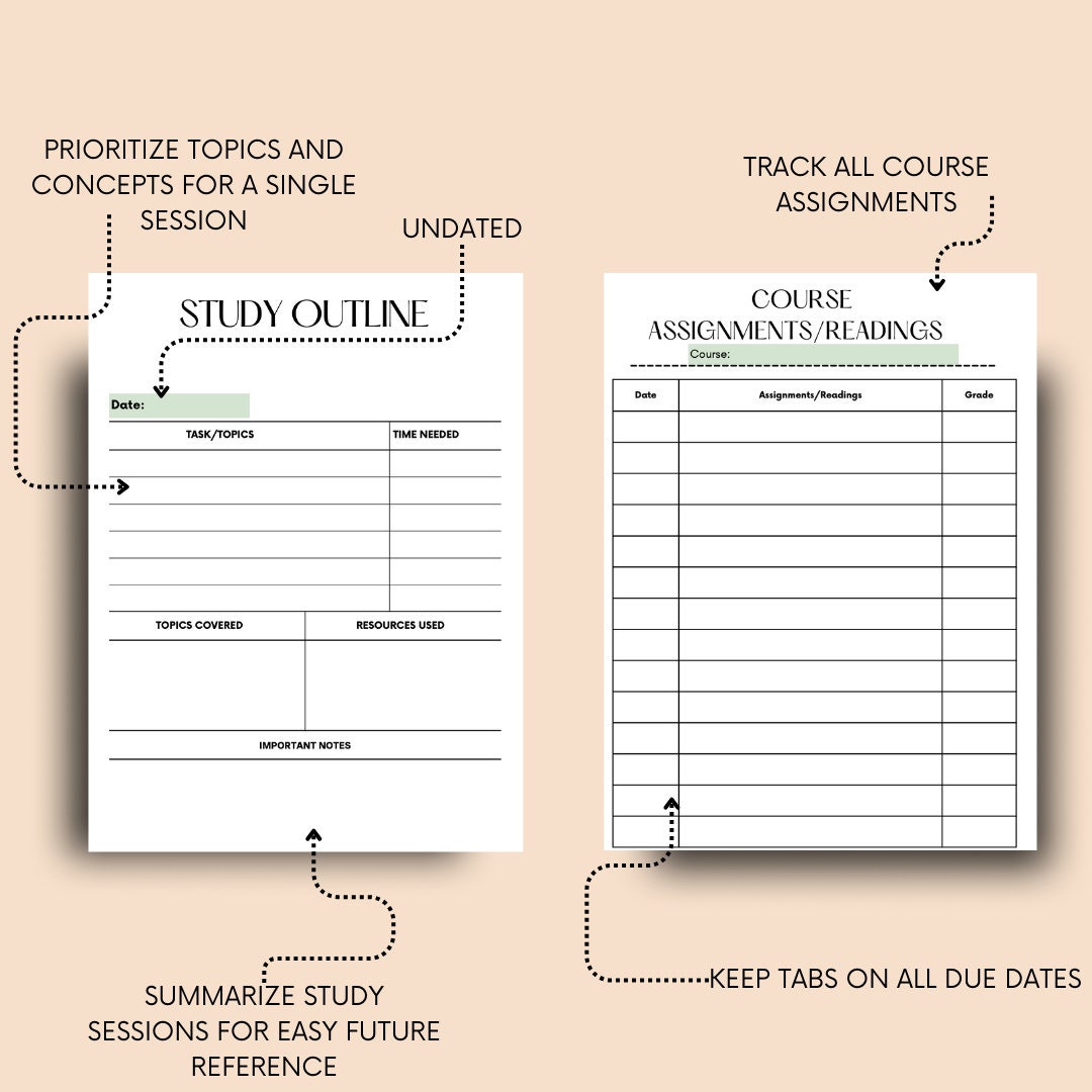 Study Guide Template Bundle, Digital and Printable Study Planner ...
