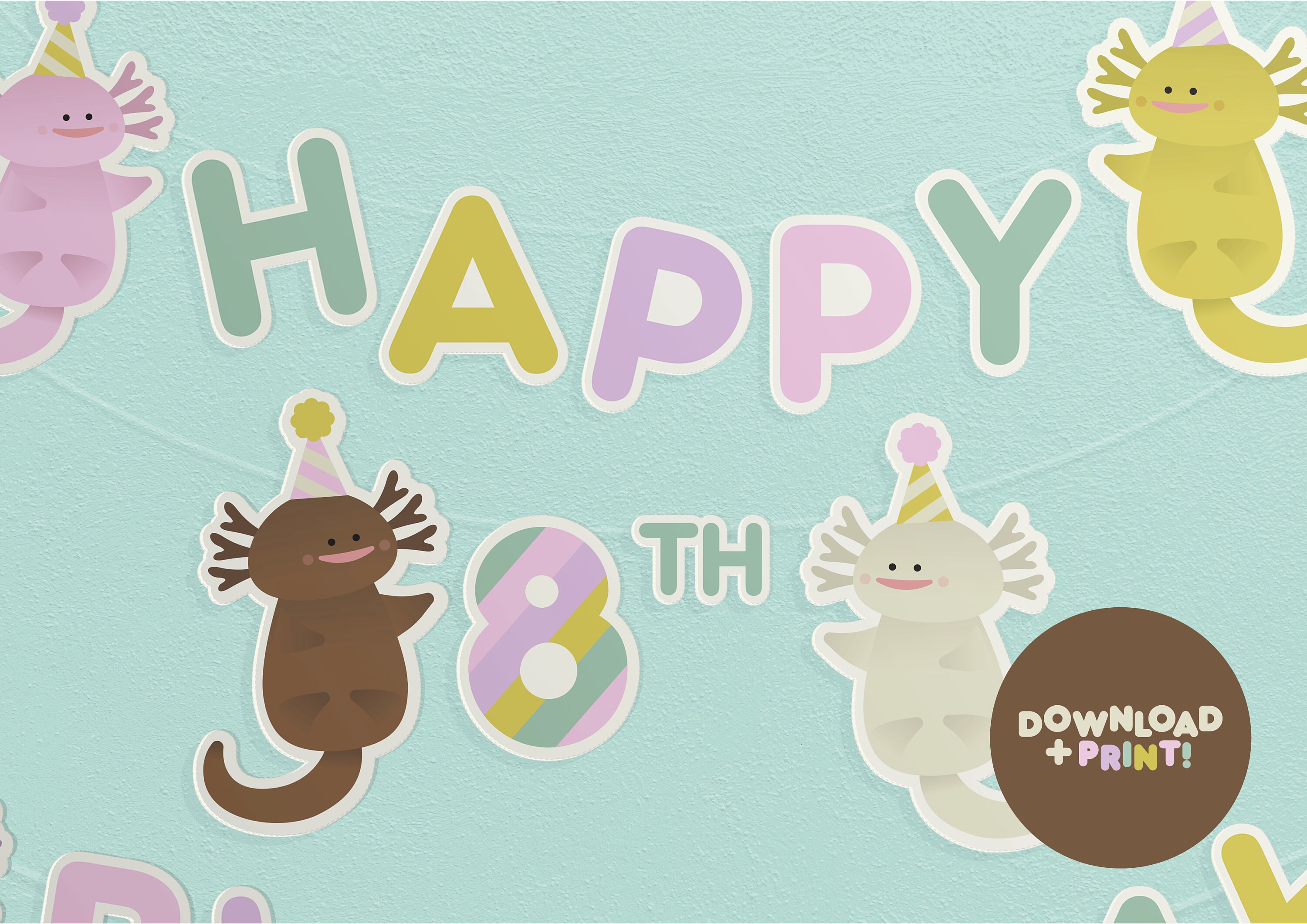 Axolotl Friends Party Range Birthday Bunting Decoration - Etsy
