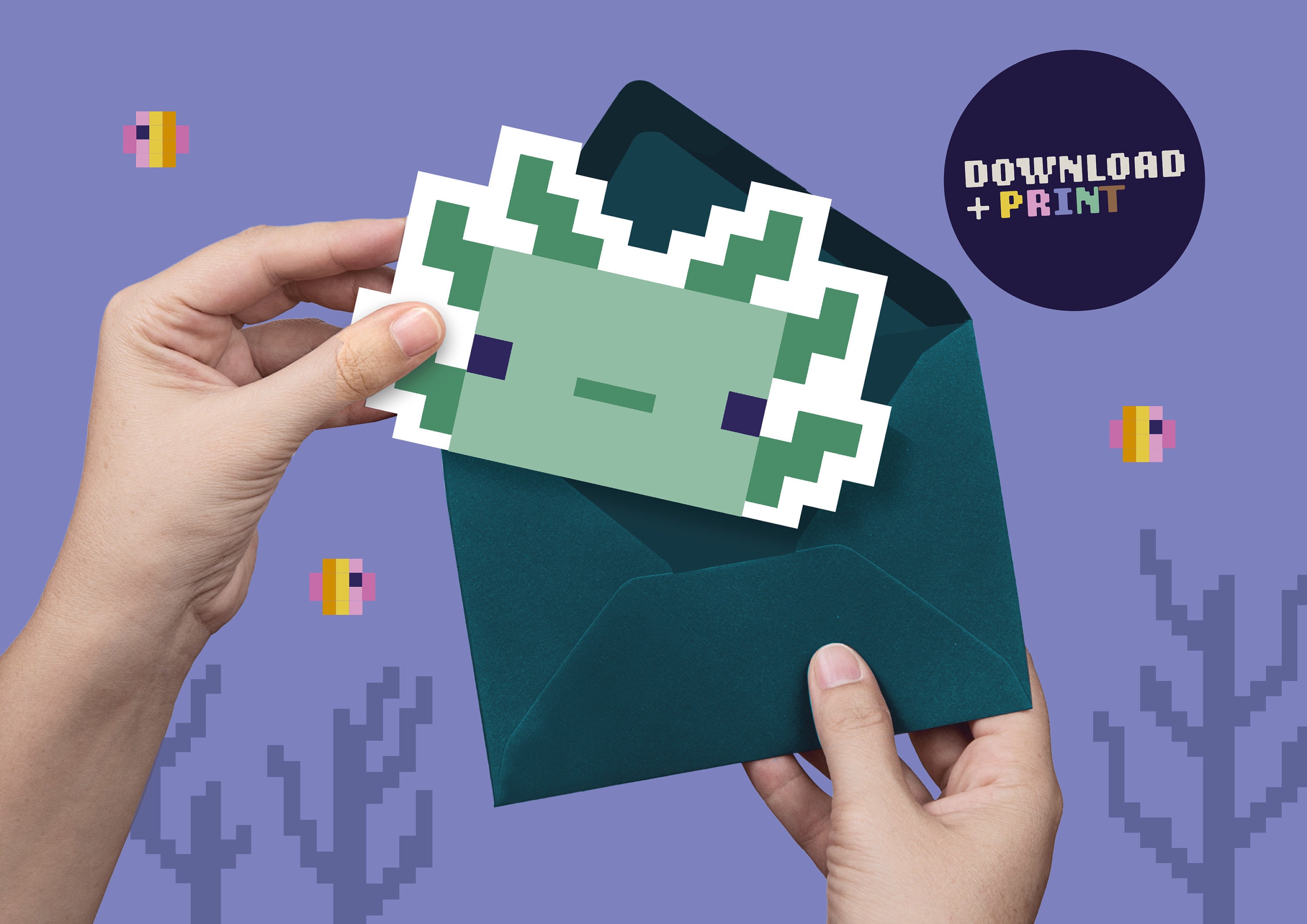 Axolotl Theme Pixel Gamer Party Printable Birthday Party - Etsy