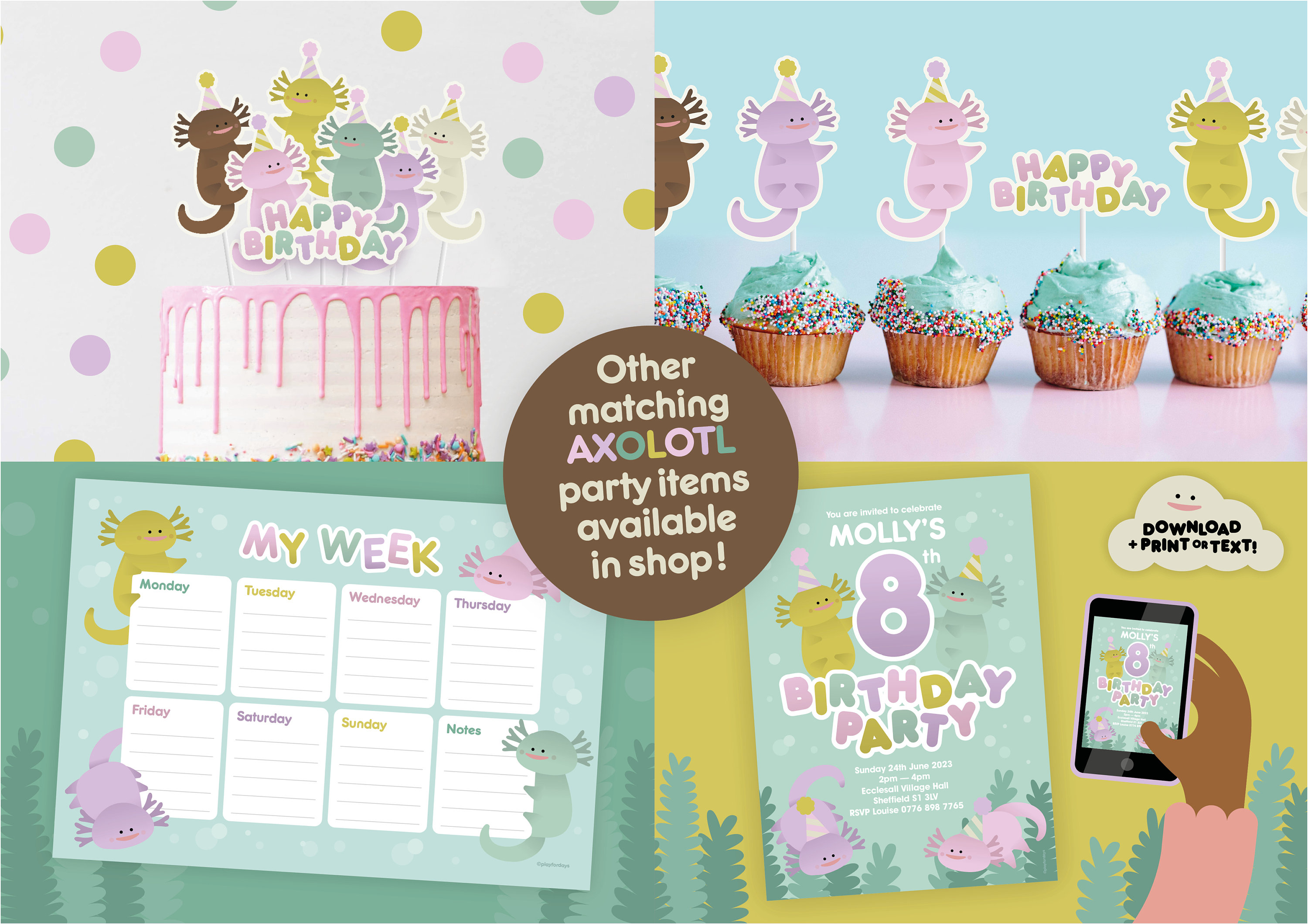 Axolotl Friends Party Range Birthday Bunting Decoration - Etsy