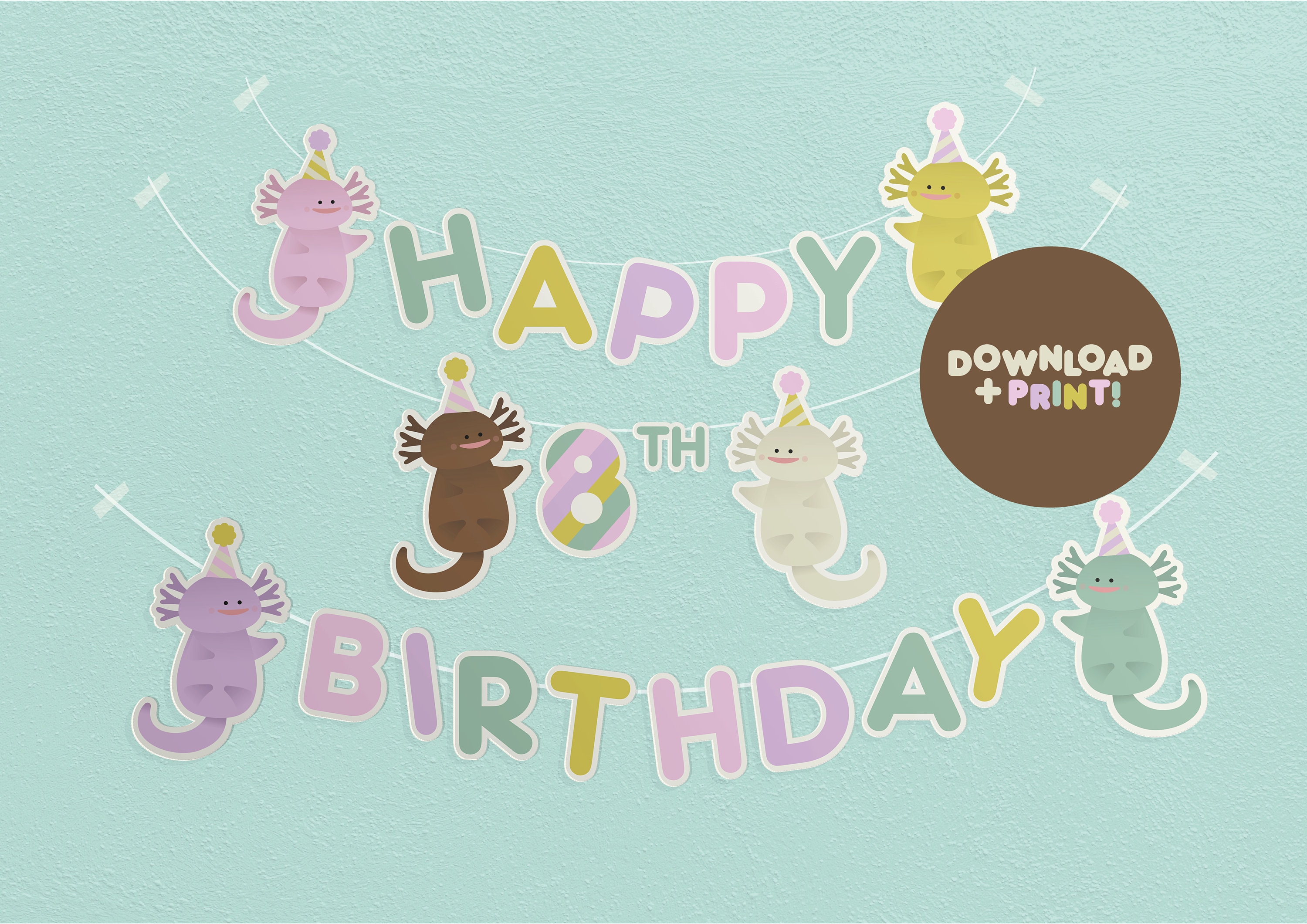 Axolotl Friends Party Range Birthday Bunting Decoration - Etsy
