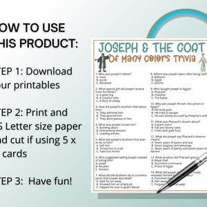 Joseph & the Coat of Many Colors Trivia Game for Kids, Sunday School ...