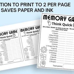 Think Quick Memory Care Game, Elderly Game,dementia Games,icebreaker ...