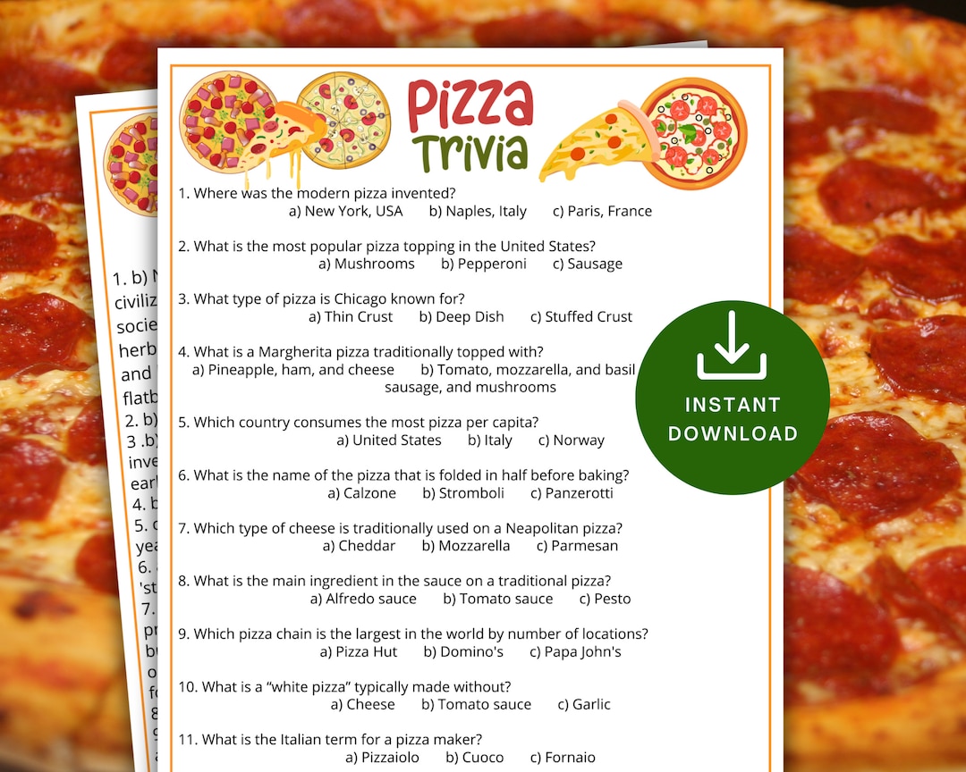Pizza Trivia Game,printable Pizza Game for Kids & Adults,pizza Birthday ...