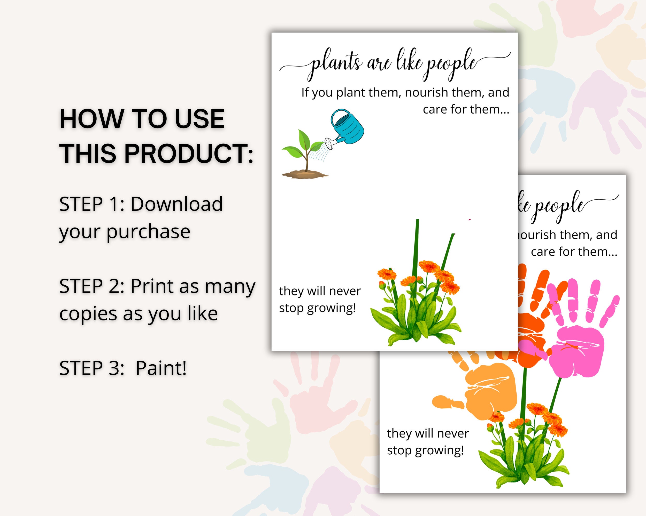 Flower Handprint Craft Art, Floral Bouquet Handprint Keepsake, Daycare ...