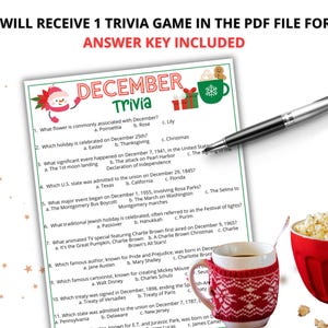 December Trivia Game, Winter Season Game, Holiday Party Game, Monthly ...