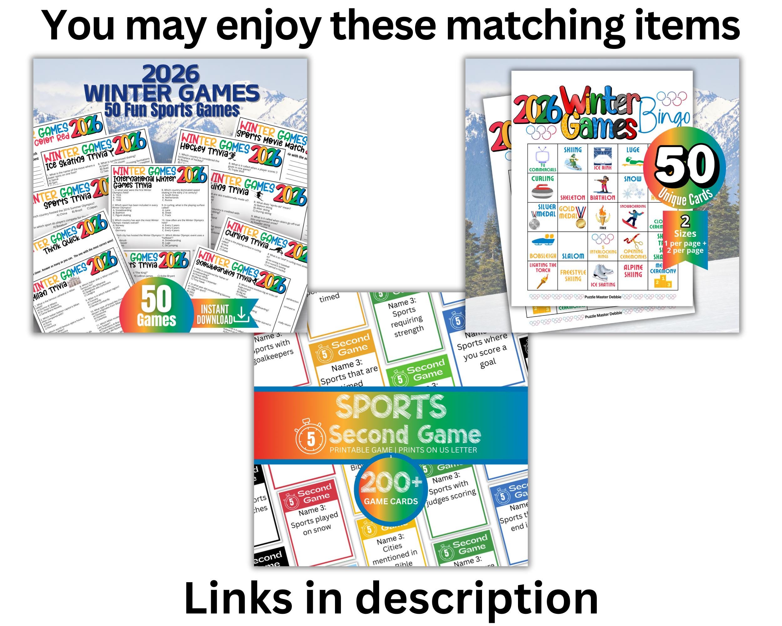 2026 Winter Games Bingo, Kid Bingo Card Party Games, Baby Shower Games ...