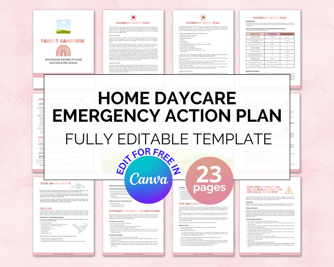 Daycare Emergency Plan, Childcare Emergency Plan Template, Emergency ...
