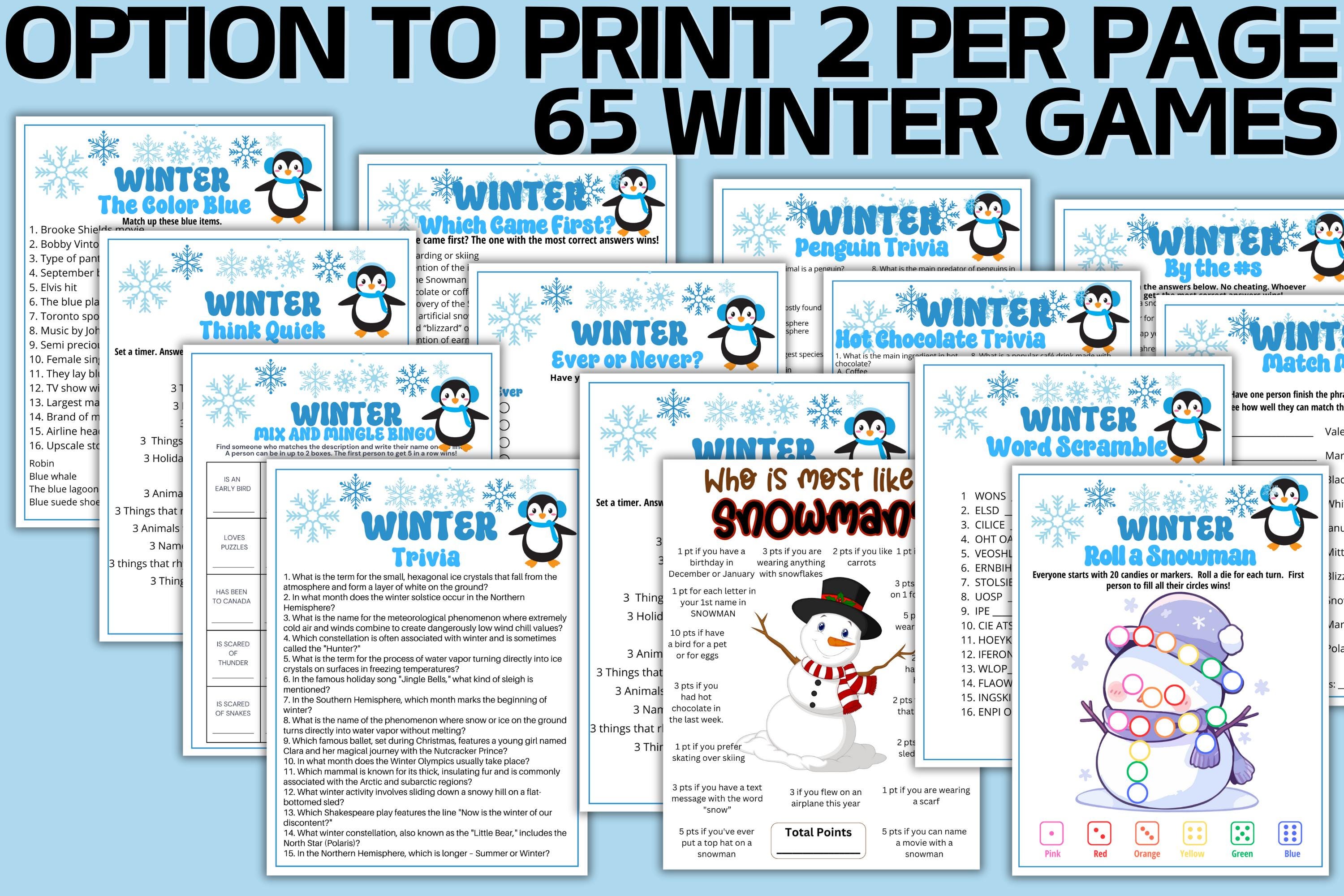 4-season Game Bundle, 260 Fall Summer Winter Spring Games, Trivia Games ...