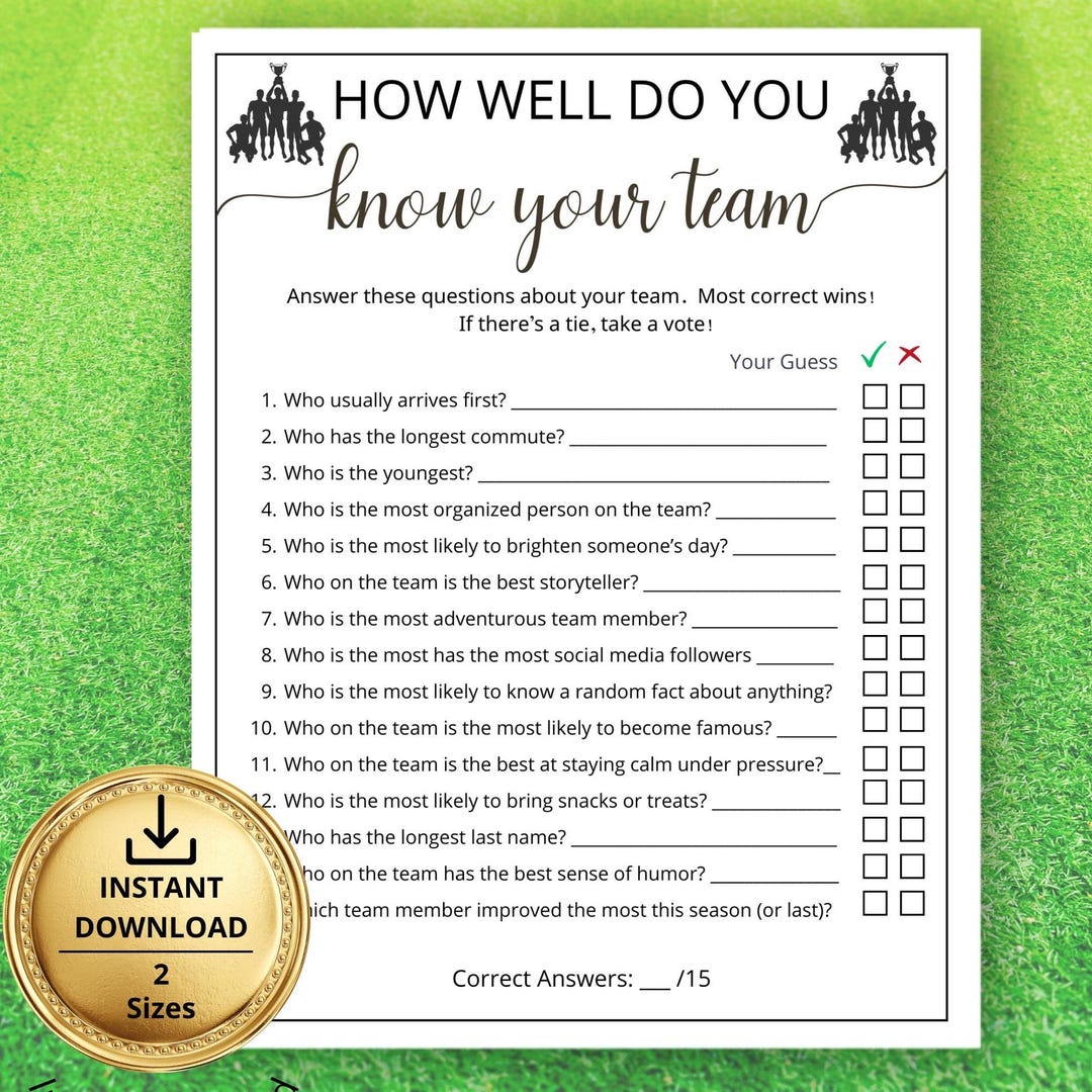Team Building Games, How Well Do You Know Your Sports Team, Soccer ...