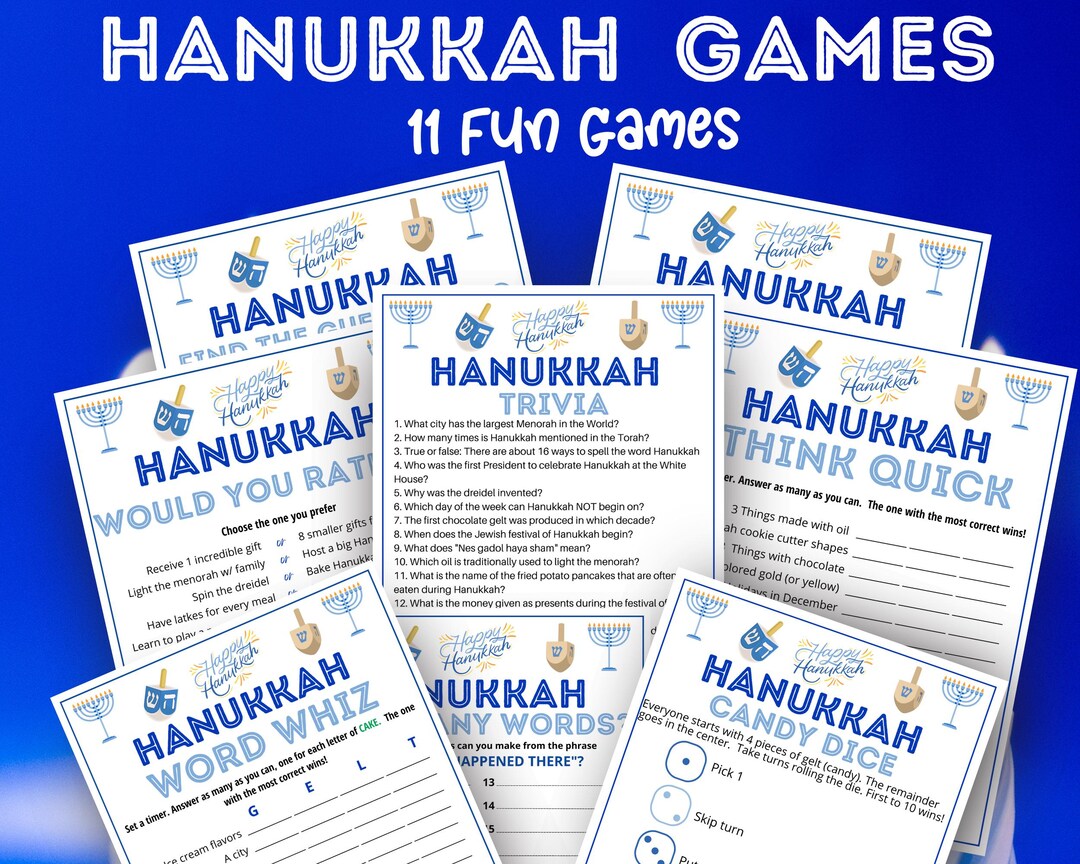 Hanukkah Game Bundle, Jewish Party Games, Hanukkah Holiday Trivia ...