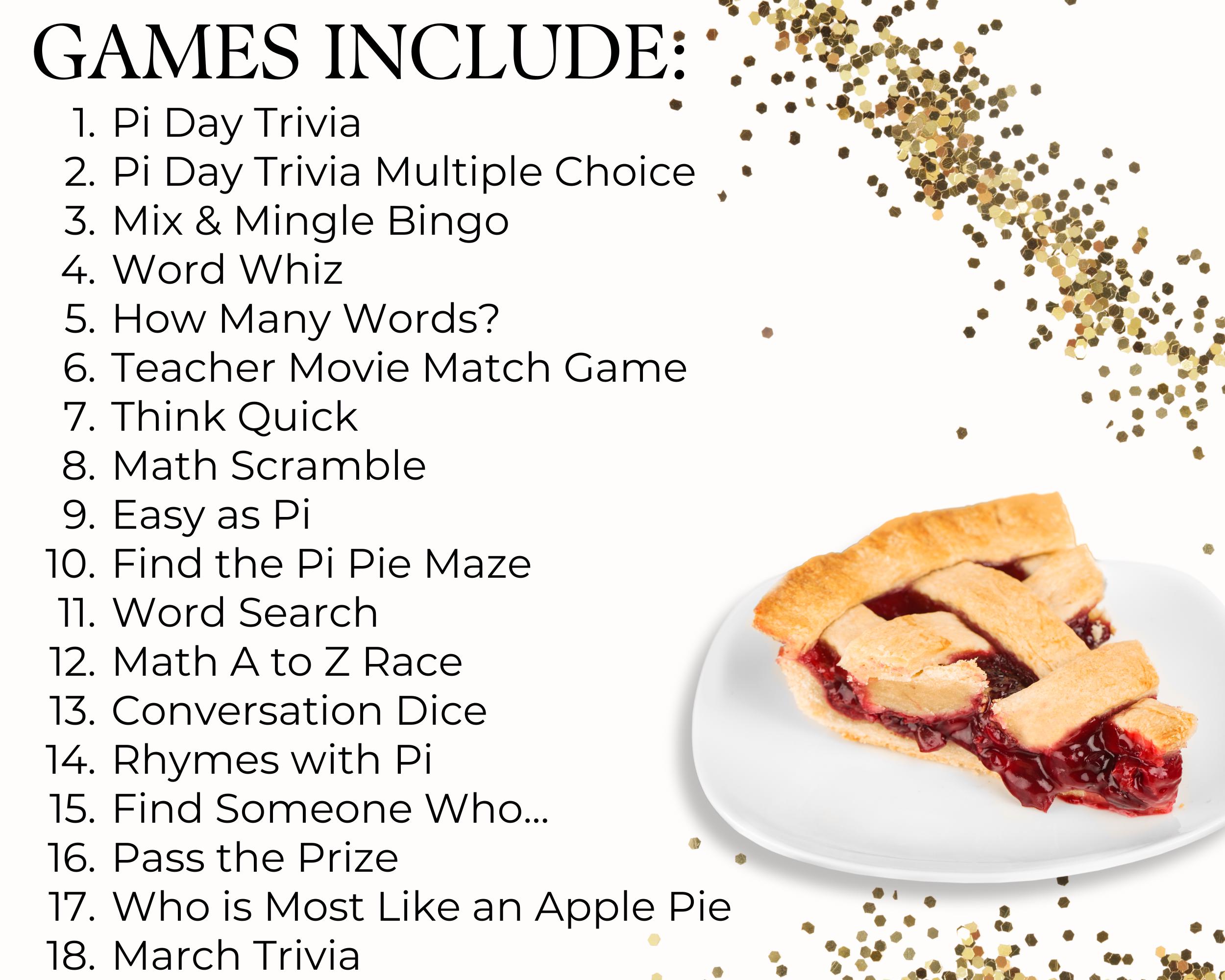 Pi Day Trivia Bundle,printable Pi Day Games for Kids and Adults ...