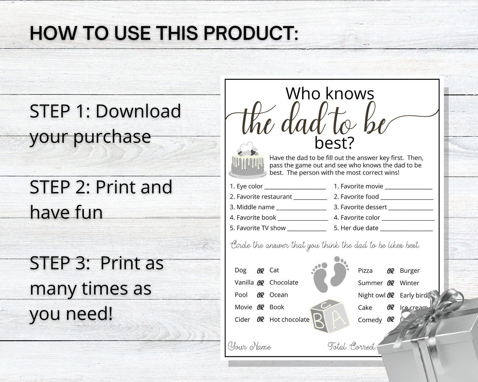 Who Knows the Dad to Be Best, Printable Baby Shower Game, Who Knows ...