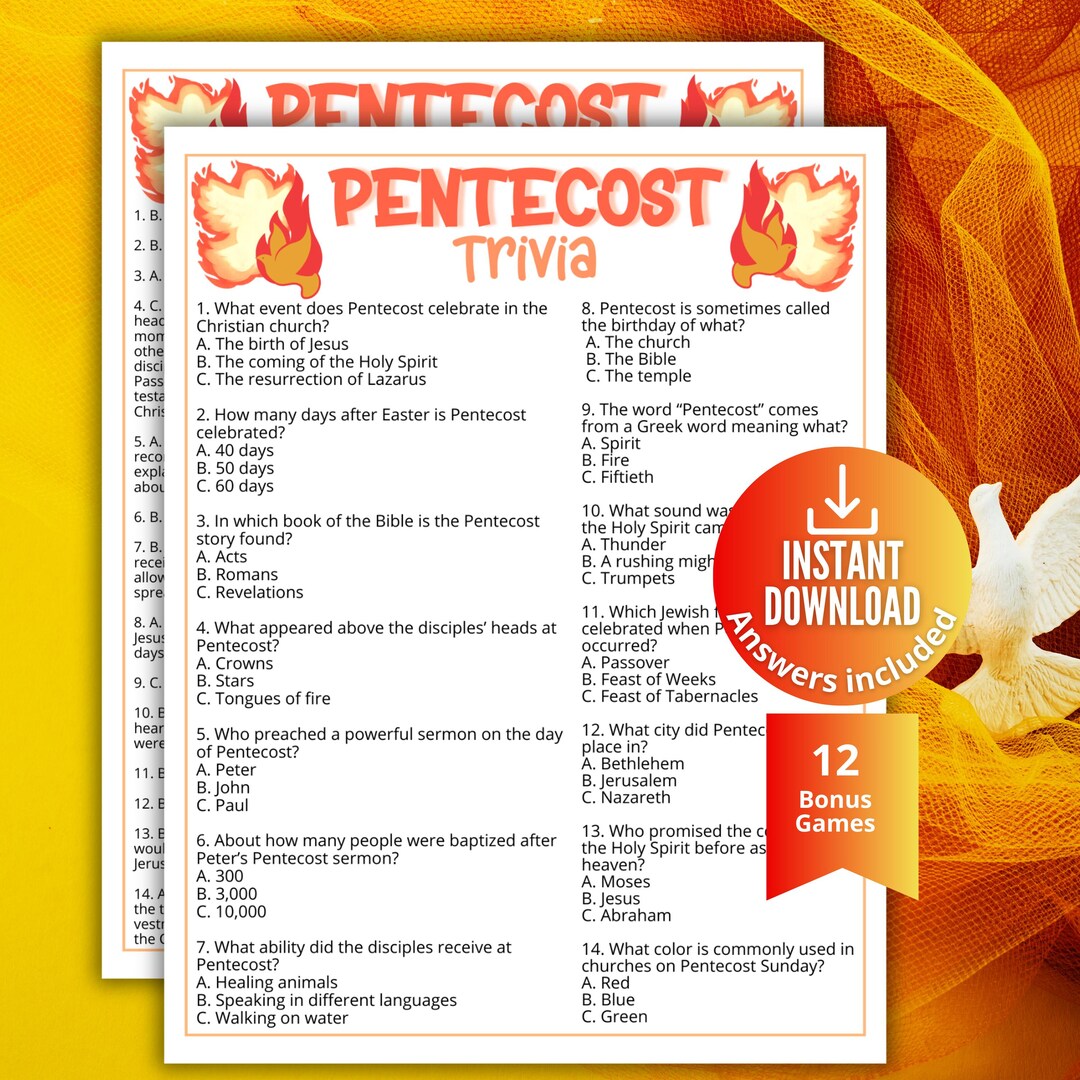 Pentecost Trivia Game for Kids,sunday School Bible Games,new Testament ...