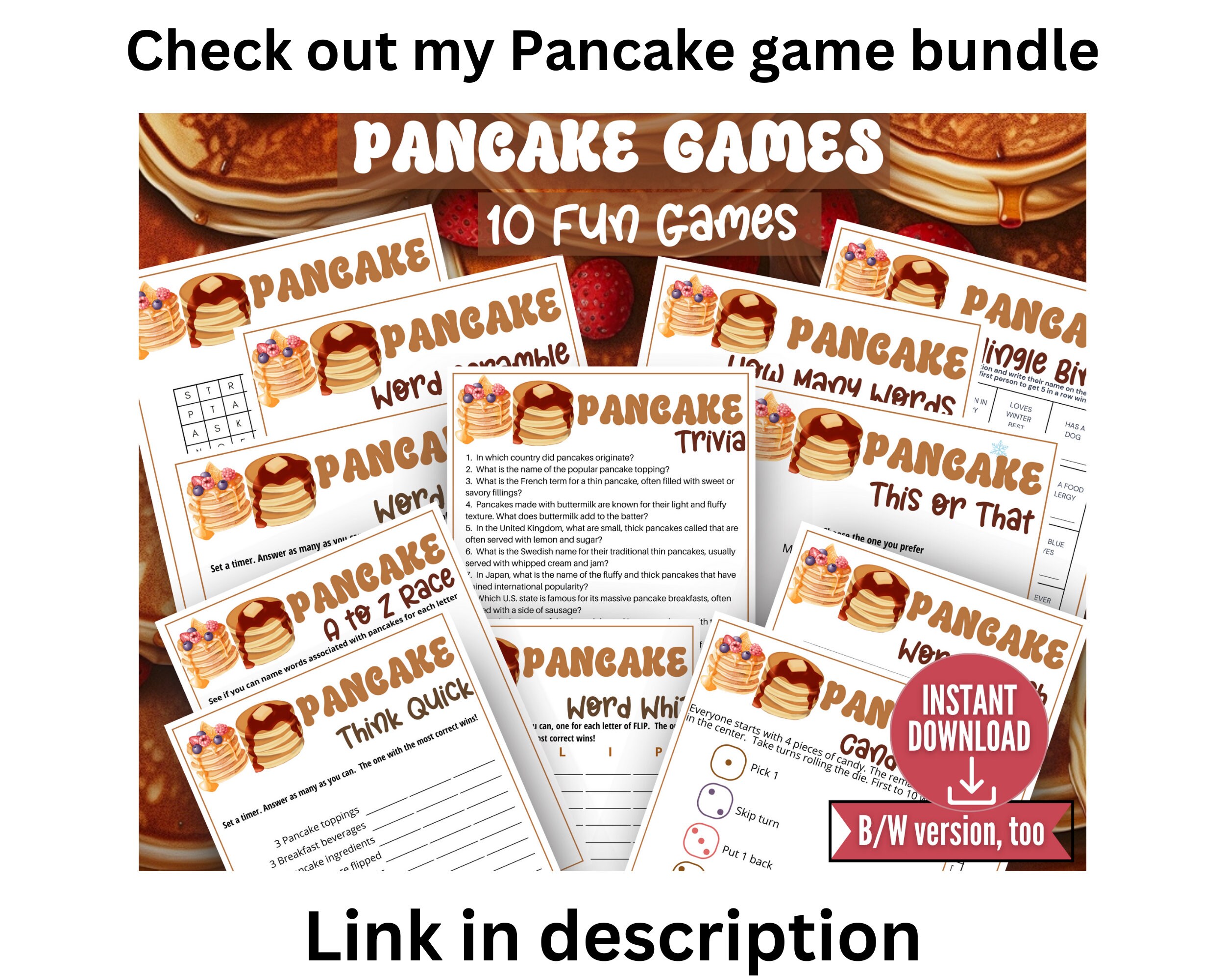 What's Your Pancake Name Game WITH NAMETAGS + SIGN, Sleepover Slumber ...