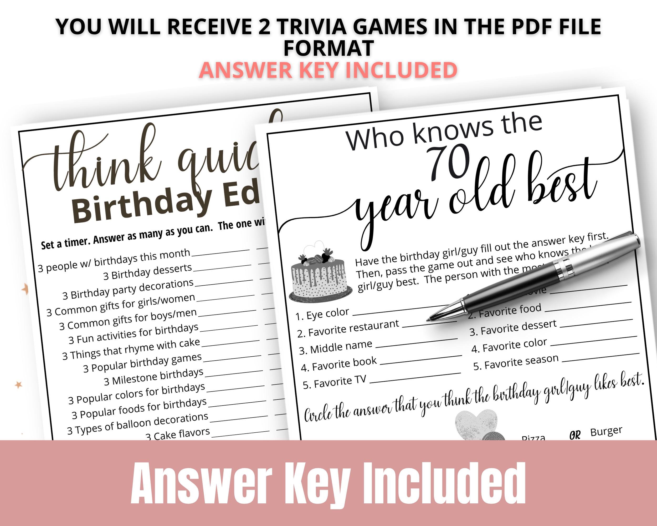 Who Knows the 70 Year Old Best + Think Quick-2 Game Bundle, Born in ...
