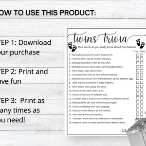 Twins Trivia for Baby Showers, Printable True False Baby Shower Game ...