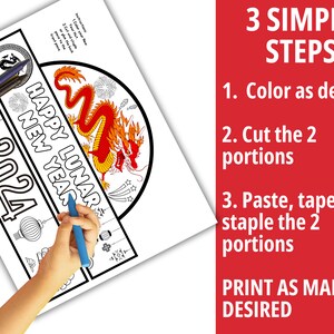 Lunar New Year Coloring Craft Hat, DIY Chinese New Year Craft Crown ...