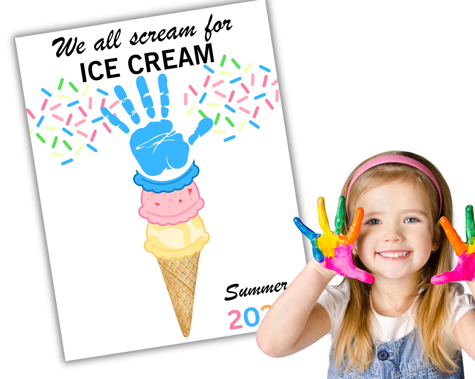 Ice Cream Handprint Craft for Kids, Summer Craft, Handprint Art ...