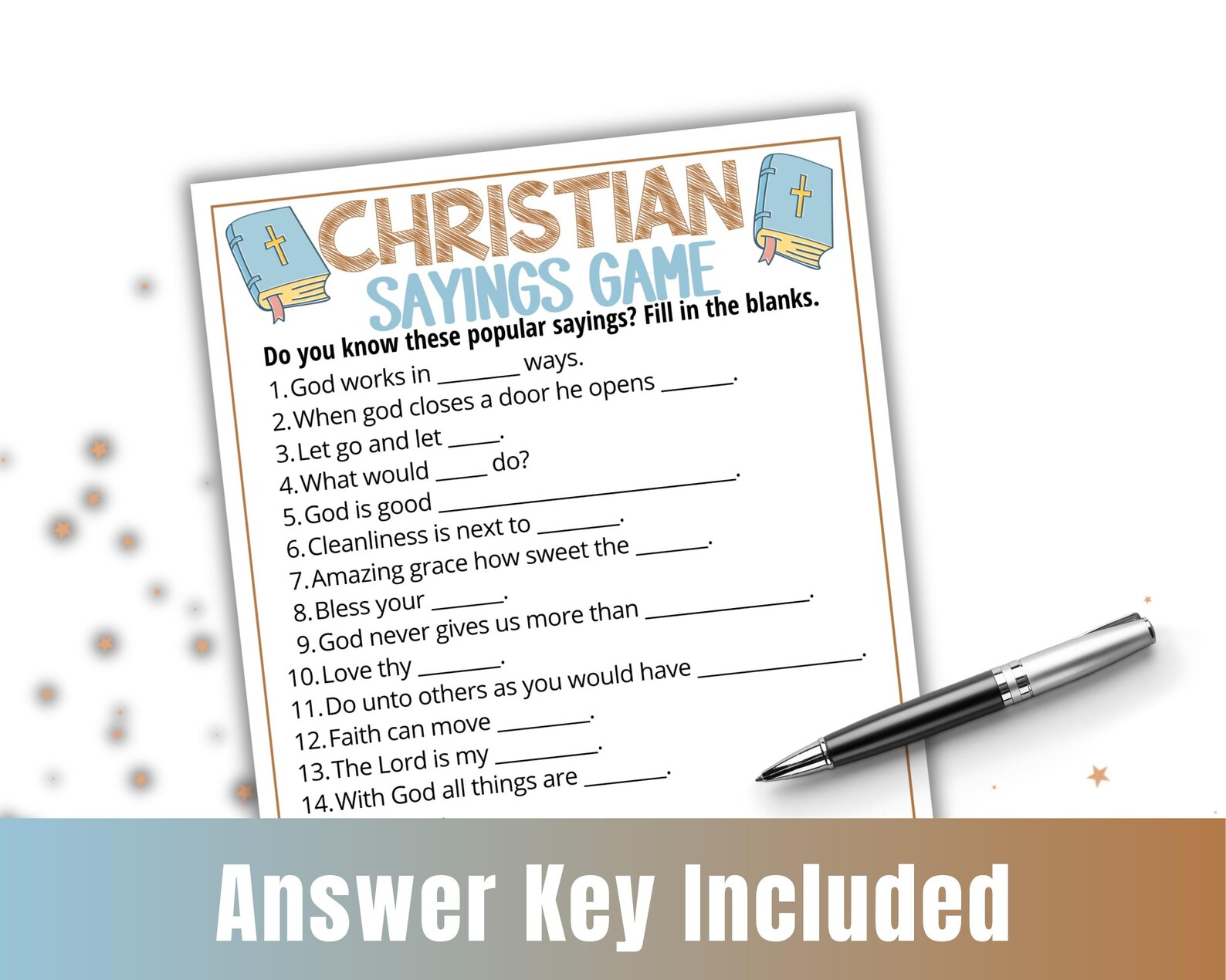 Christian Bible Sayings Game,bible Trivia for Kids,teens Adults,sunday ...