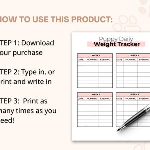 Puppy Daily Weight Tracker - Editable PDF, Dog and Puppy Weight Records ...
