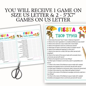 Fiesta Trivia Game Bundle, 10 Mexican Taco Fiesta Games, Quinceañera ...