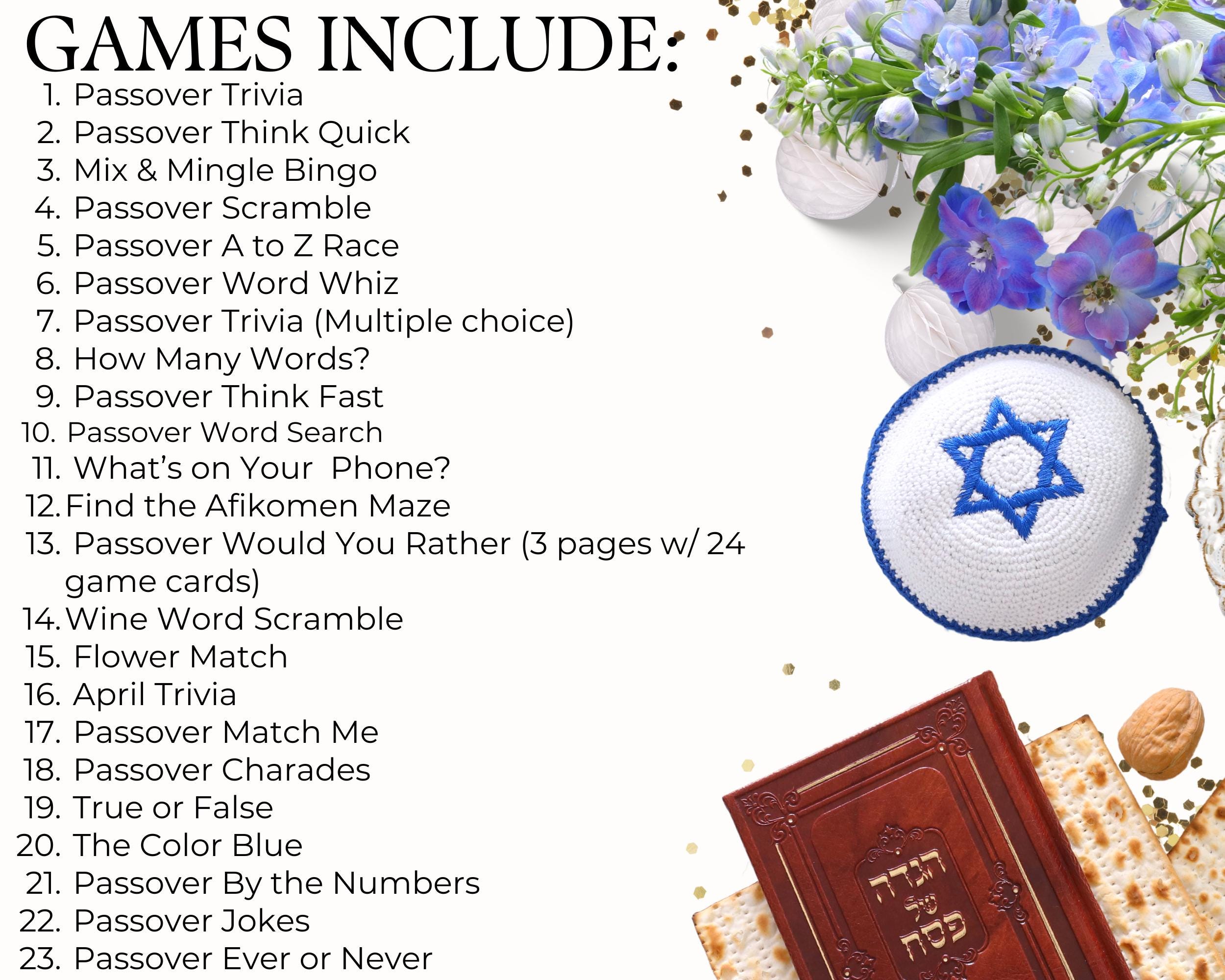 Passover Game Bundle, Jewish Games, Passover Holiday, Passover Games ...