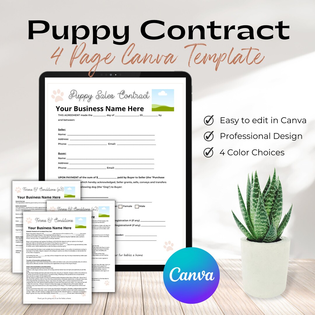 Puppy Contract Puppy Contract of Sale Puppy Contract - Etsy