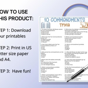 10 Commandments Trivia Game for Kids, Moses Sunday School Bible Games ...
