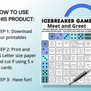 Get to Know You Icebreaker Game, Table Talk Dice Activity, Roll and ...