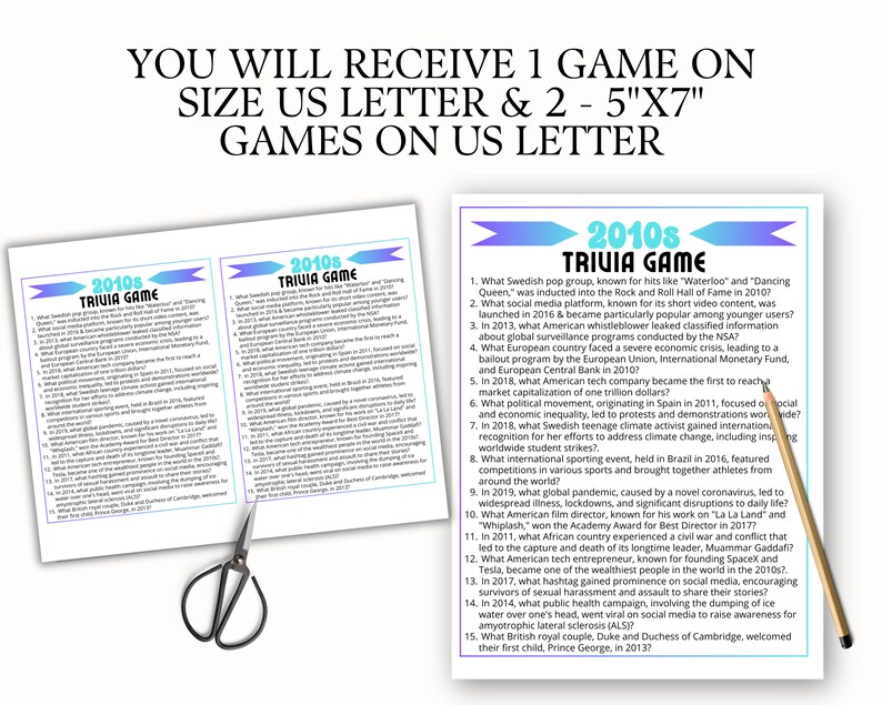2010s Decade Trivia Game, Trivia Questions, 10s Trivia Quiz, 2010s ...