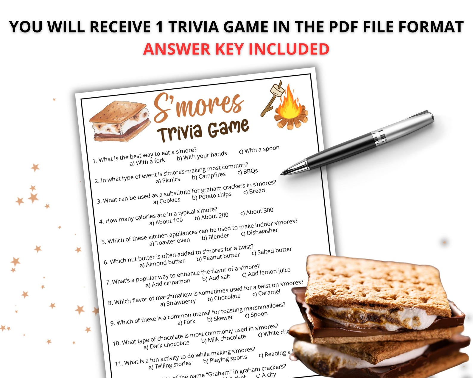 S'mores Trivia Game, Printable Campfire Game for Kids & Adults,s'mores ...