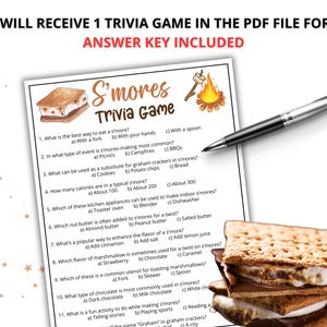 S'mores Trivia Game, Printable Campfire Game for Kids & Adults,s'mores ...