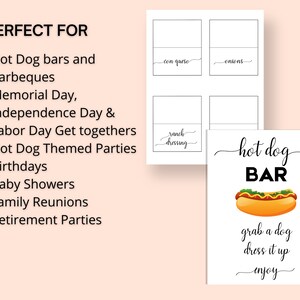 Hot Dog Bar Table Signs, Hot Dog Themed Birthday Party, Barrbeque Baby ...