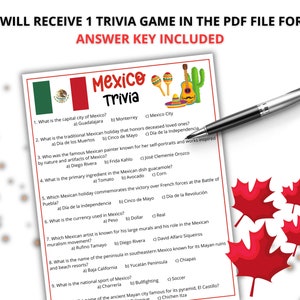Mexico Trivia Game, Printable Multiple Choice Mexican Game,spanish ...